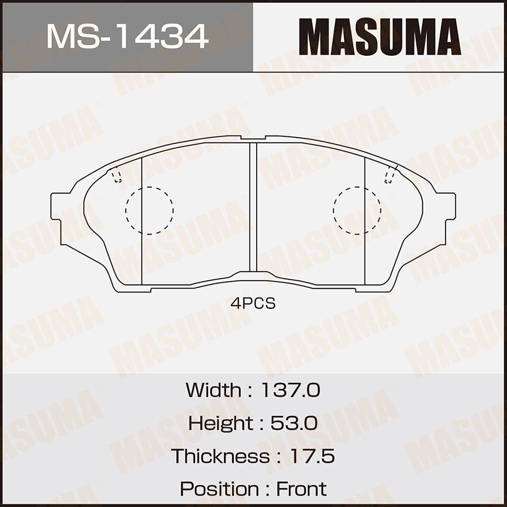 Колодки тормозные Toyota Chaser, Cresta, Crown, Mark II 98-01 передние MASUMA