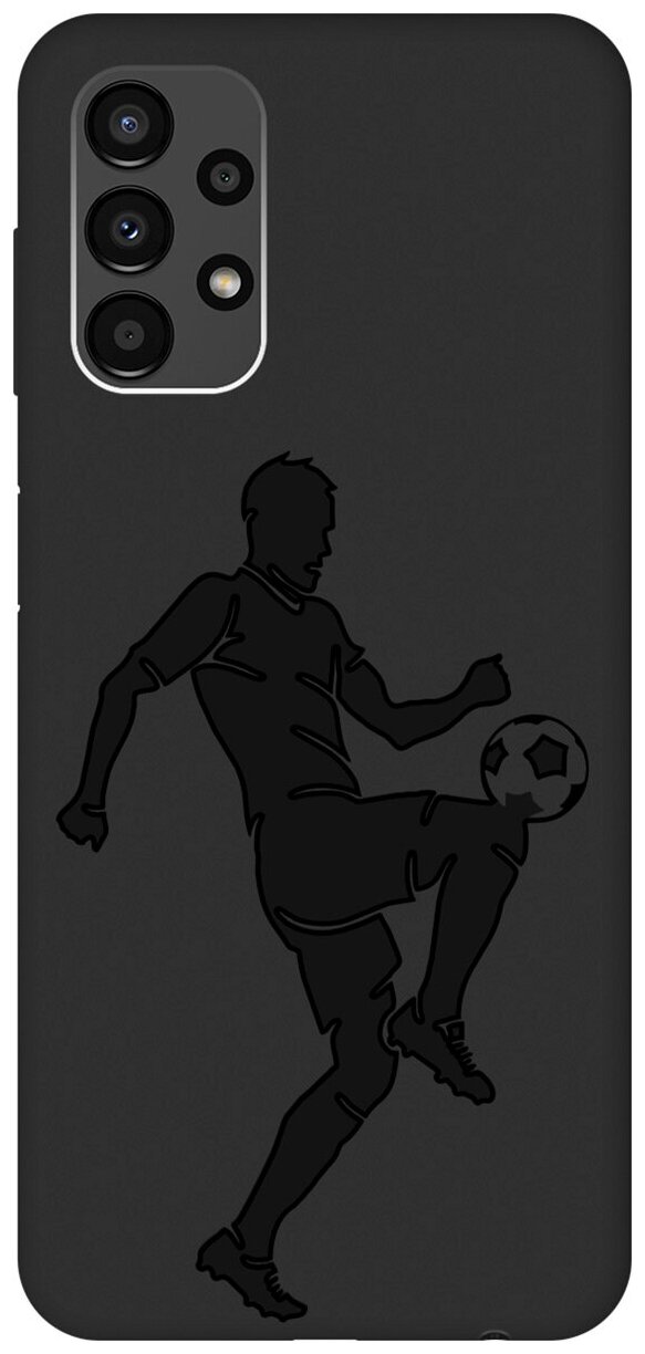Матовый чехол Football для Samsung Galaxy A13 4G / Самсунг А13 4Г с 3D эффектом черный