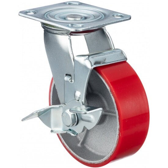 Колесо поворотное Стелла-техник Колесо N29150CPUB1 d=150мм, чугун/полиуретан, поворотное с тормозом, игольчатый, г/п=300кг