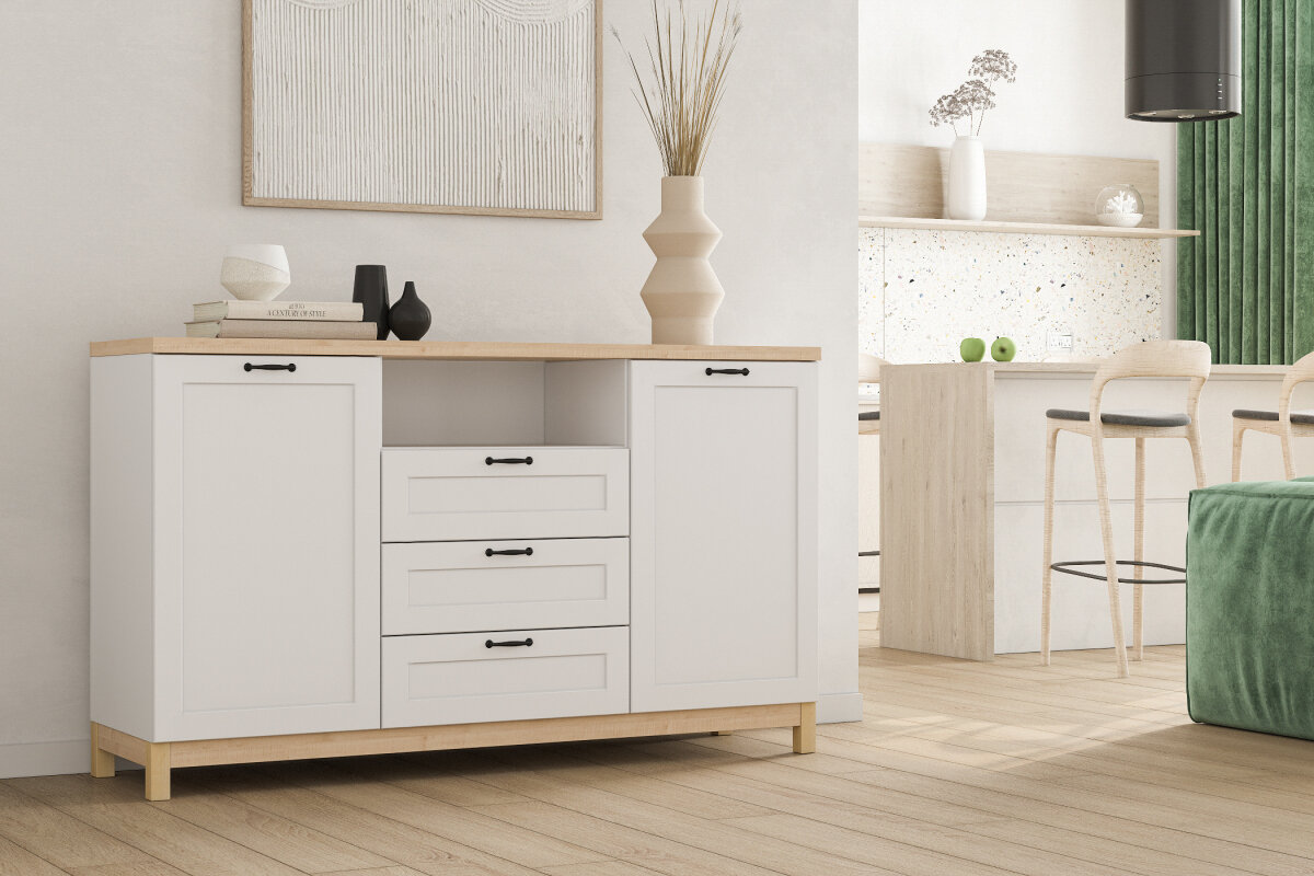 Комод Техас-12 МДФ Белый для документов для книг для обуви для одежды для посуды 165*93.2*45