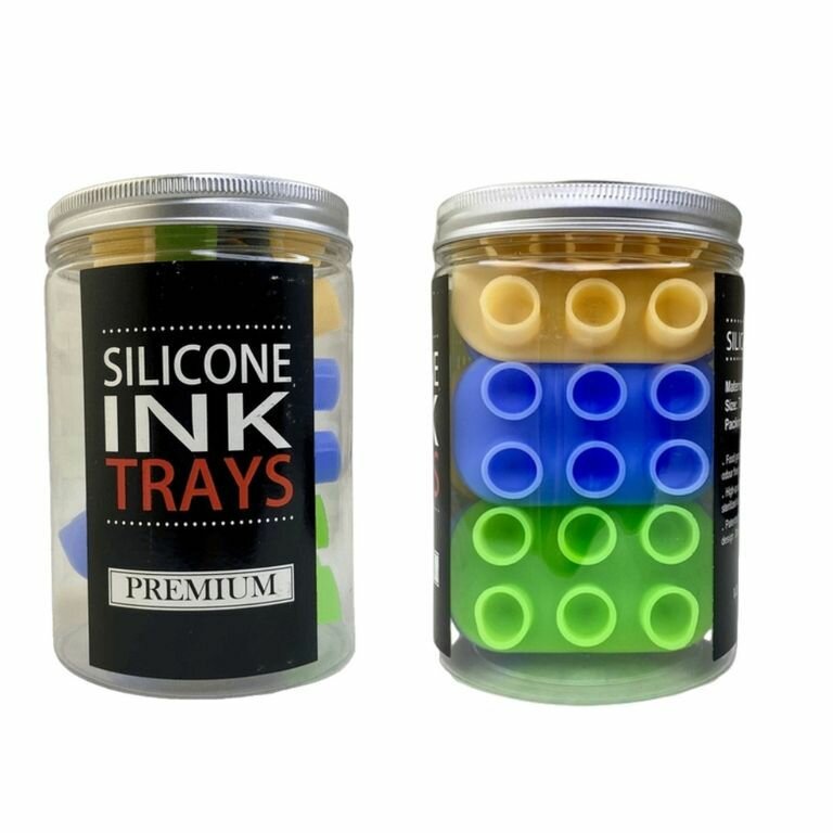 Силиконовые колпачки для тату и татуажа на платформе AVA Premium Silicone Ink Trays Mix, 12 шт/уп.