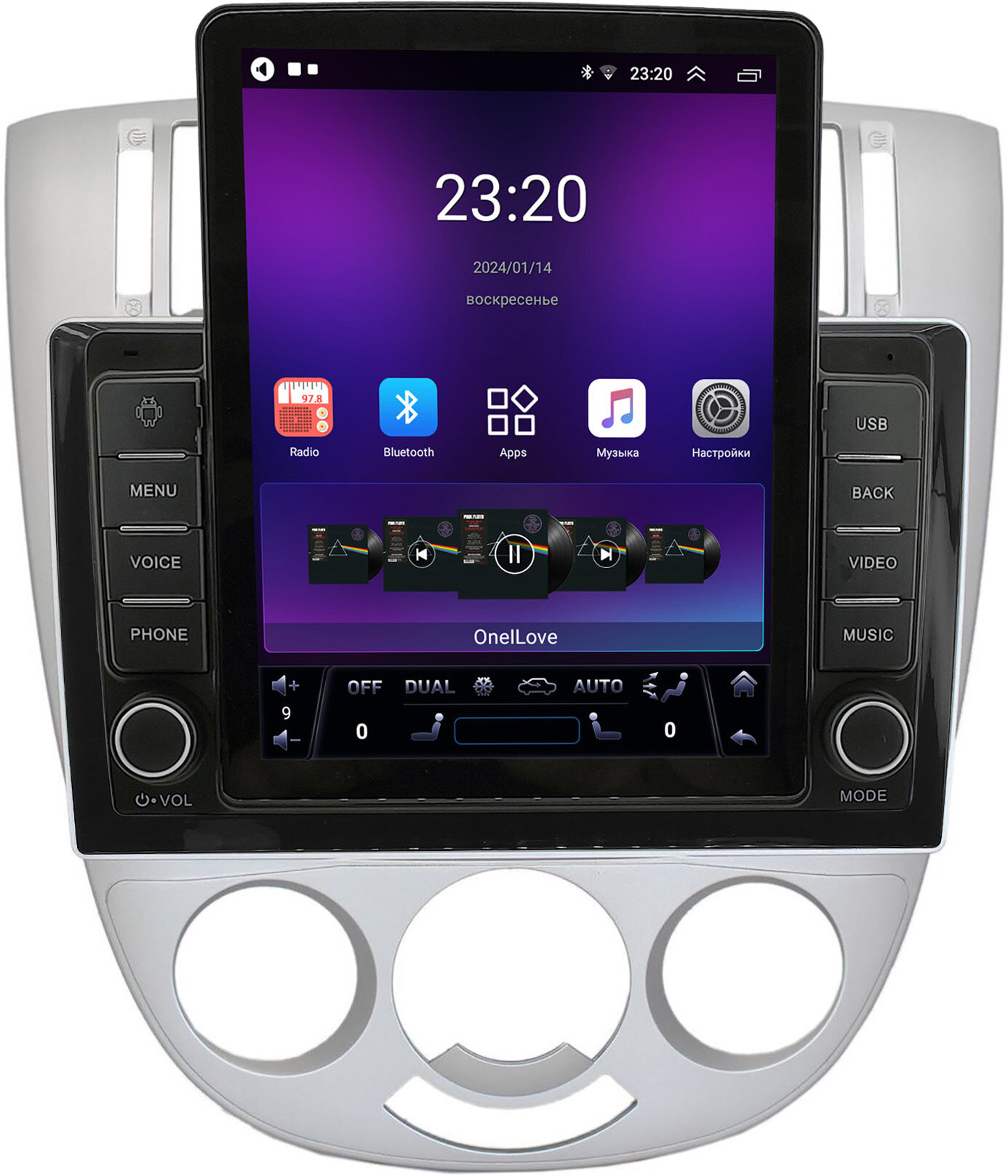 Штатная магнитола Daewoo Gentra 2 2013-2015, Nubira 3 2003-2004 (тип 3, серая) Canbox GTR095-1079 Android 10 (QLed, 4/64, DSP, CarPlay)