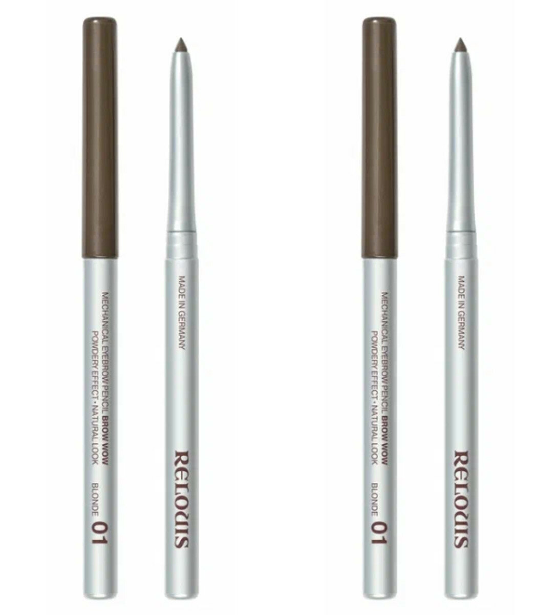 Карандаш для бровей Relouis Brow Wow тон 01 Blonde бежевый, механический, 5 гр, 2 шт.