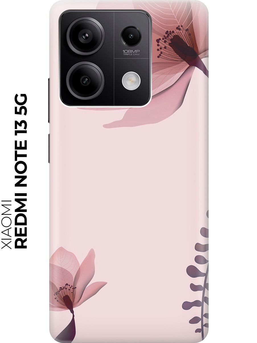 Силиконовый чехол на Xiaomi Redmi Note 13 5g / Сяоми Редми Ноут 13 5г с рисунком "Два цветка на розовом"