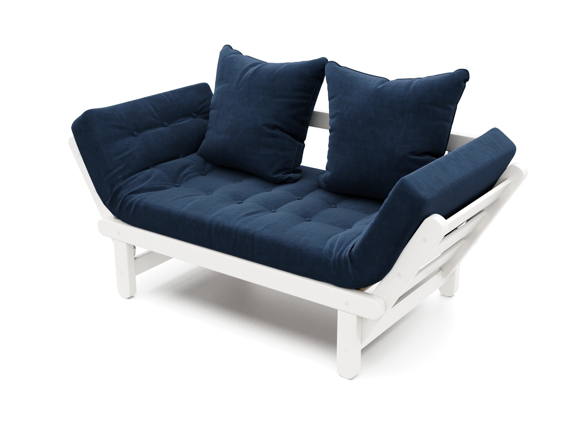 Диван мини Arsko Сламбер Синий-белый, велюр, деревянный, мягкий, для дачи, для кафе и бара, на веранду, в террасу, для бани