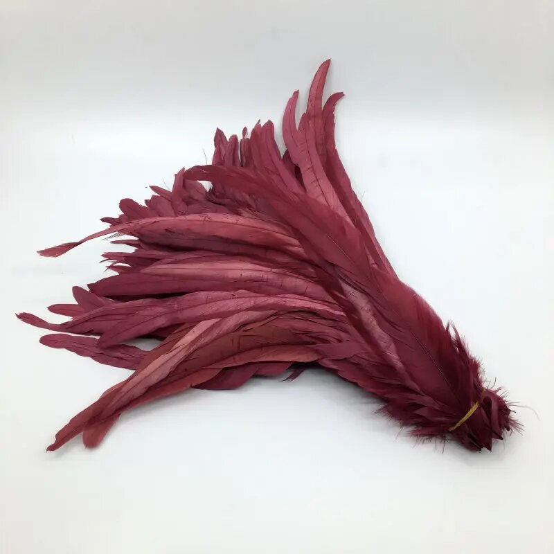 Натуральные перья петушиного хвоста черновато-зеленые 25-45 см 100 шт. Бордовый, 25-30cm, Wine red