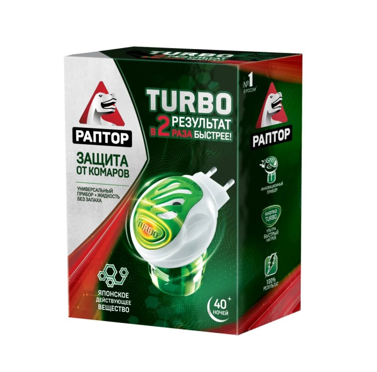 Раптор Средство от комаров: Turbo 40 ночей, прибор+жидкость от комаров/