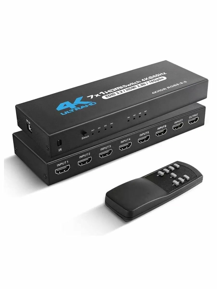 HDMI 2.0 переключатель 7 на 1 (7x1) 4K60HZ, свитчер 7-1
