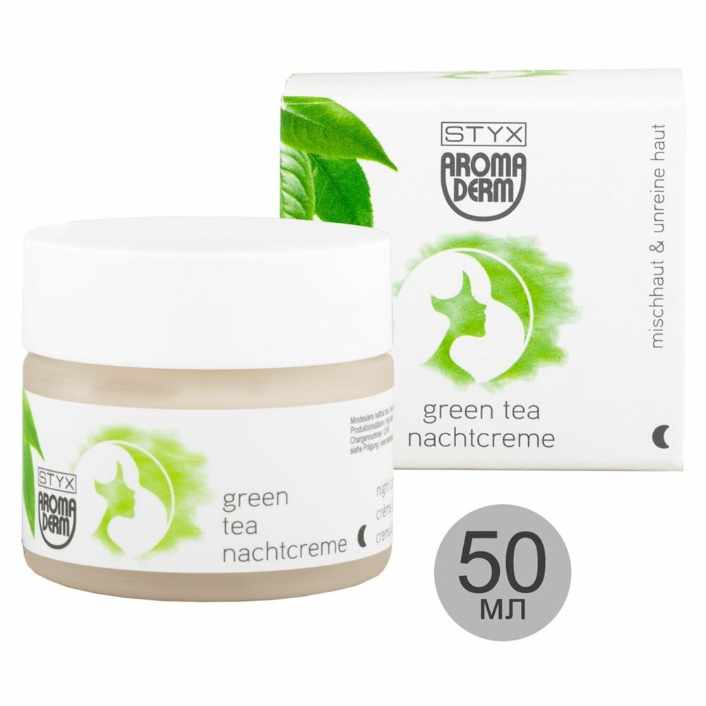 Крем STYX Green Tea & Green Asia Green Tea Ночной крем, Успокаивающий ночной крем для комбинированной и поврежденной кожи, 50 мл