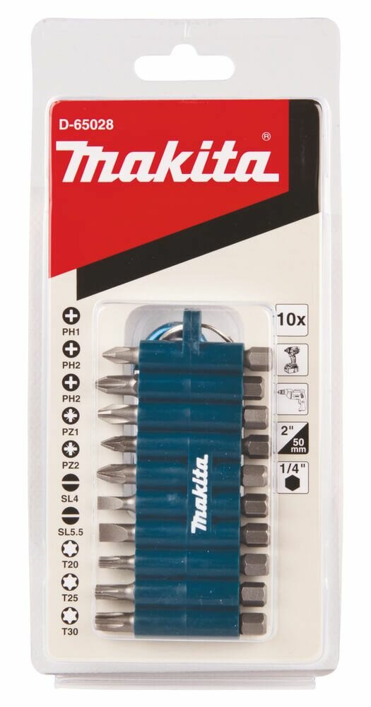 Набор бит MAKITA 10шт, биты SL Рh Pz T, (D-65028)