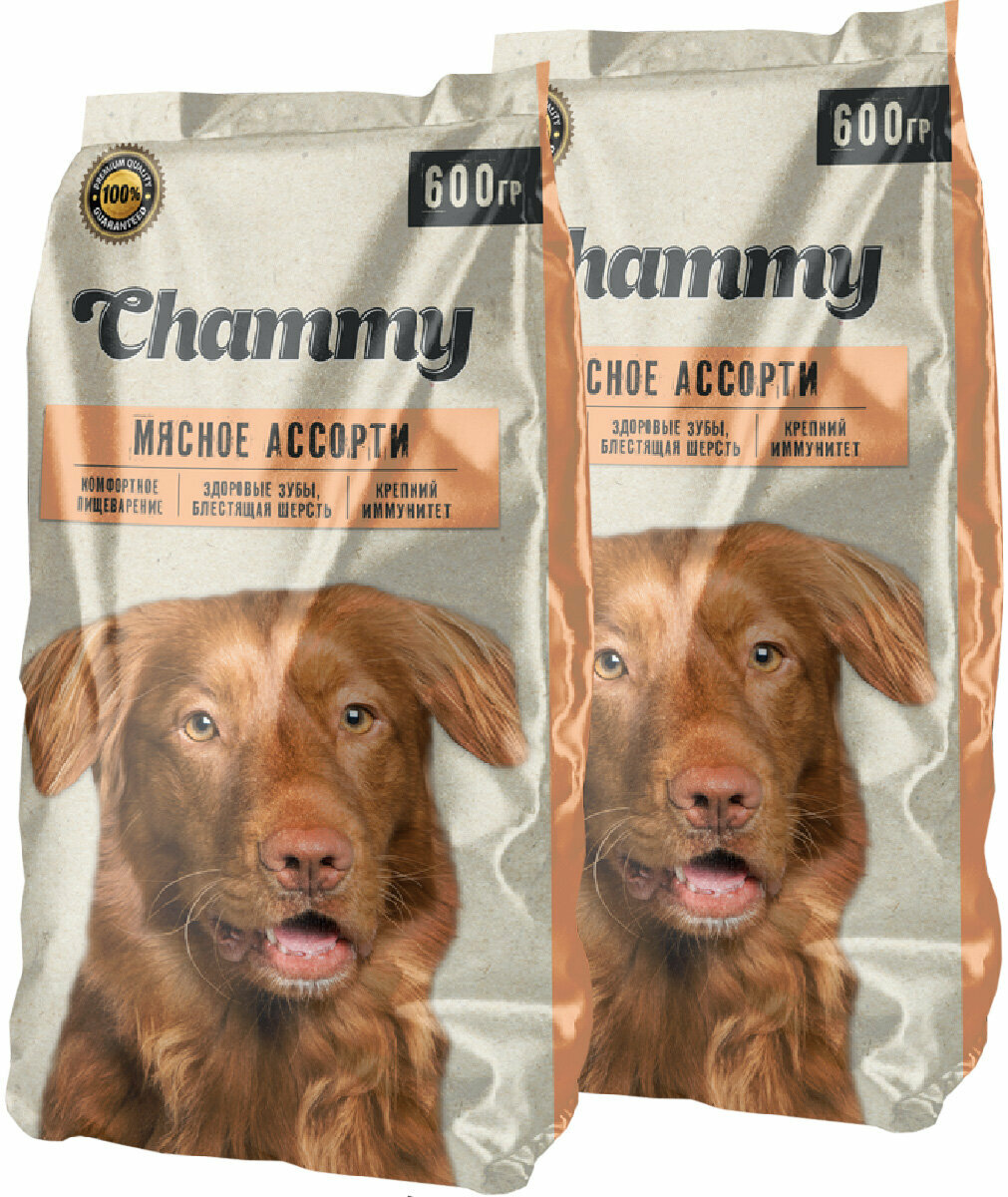 CHAMMY для взрослых собак маленьких пород с мясным ассорти (0,6 + 0,6 кг)