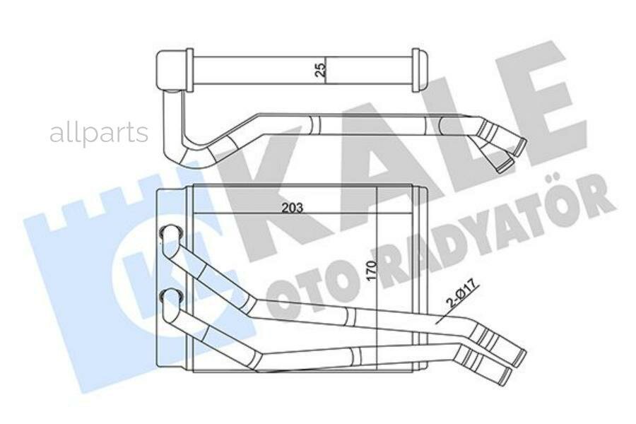 KALE 346555 Радиатор отопителя для а/м Hyundai SantaFe (00-) паяный