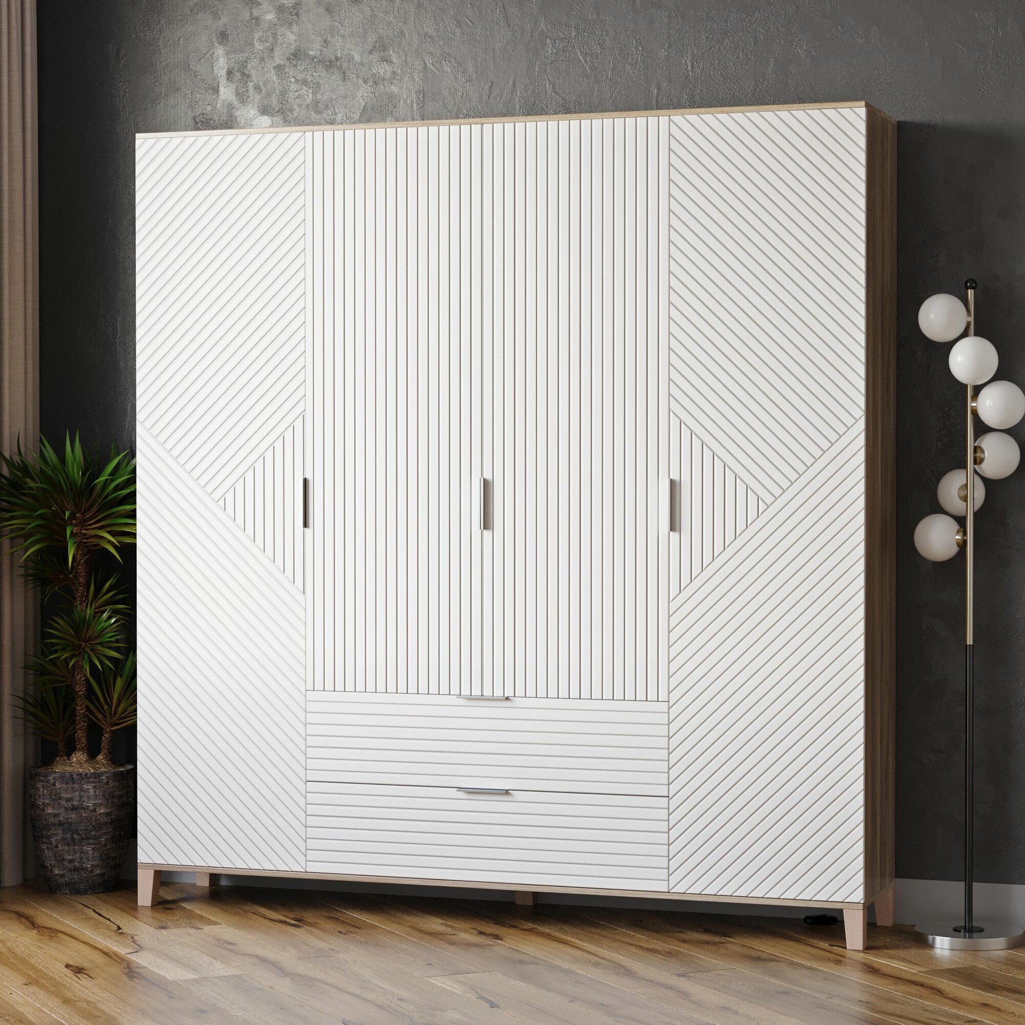 Шкаф для одежды распашной в прихожую, в спальню, на балкон, в детскую Марвин - 4 Милк, 200х210х40 см