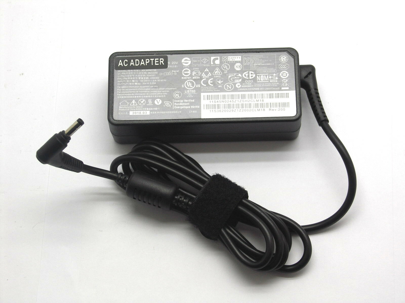 Блок питания для Lenovo 20V/3,25A 65W, разъем 4,0x1,7mm, с кабелем в розетку, ADP-LE-30