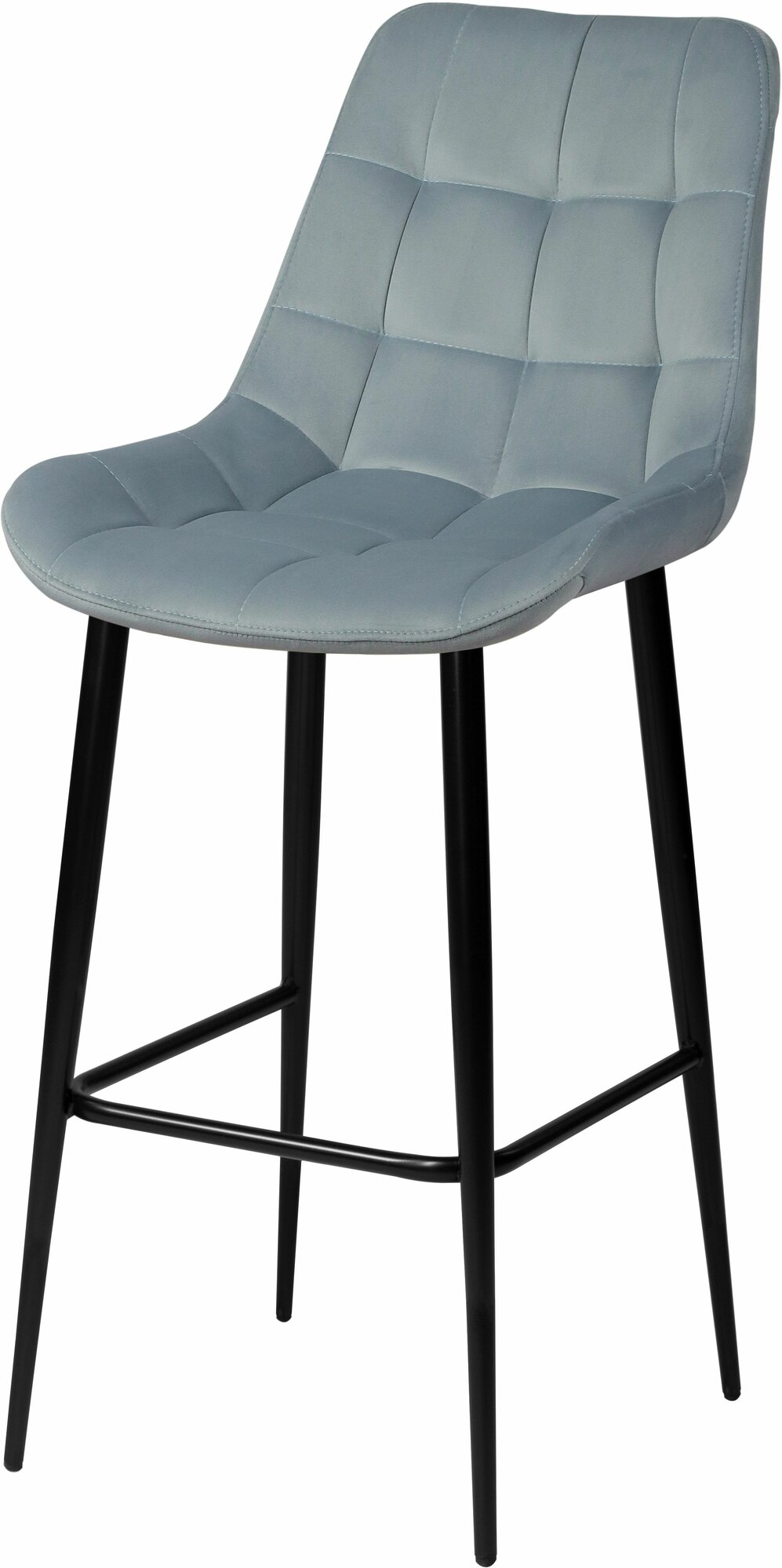 Барный стул Ambe Эйден, для кухни мягкий, 75 см, пыльно-голубой, каркас черный