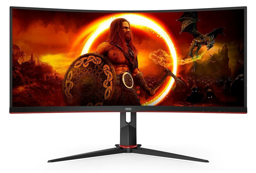 Монитор 34" AOC CU34G2XP Black-Red (VA, изогнутый, 3440x1440, 180Hz, 1 ms, 178°/178°, 300 cd/m, 80M:1, +2xHDMI 2.0, DP)