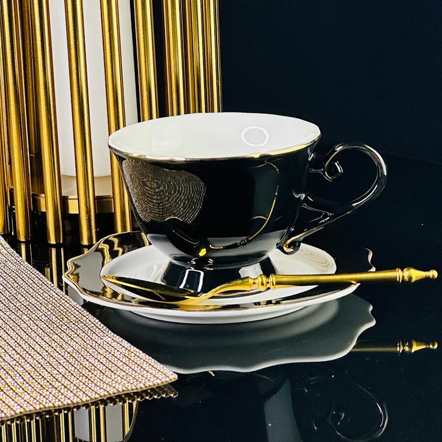 Чайный набор 12 пр Lenardi Noir, фарфор, 240 мл