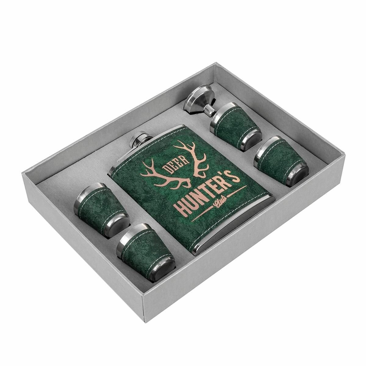 Набор Helios Клуб охотников (фляжка 240 мл + 4 стопки + воронка) (HS-2023-TZ-1)