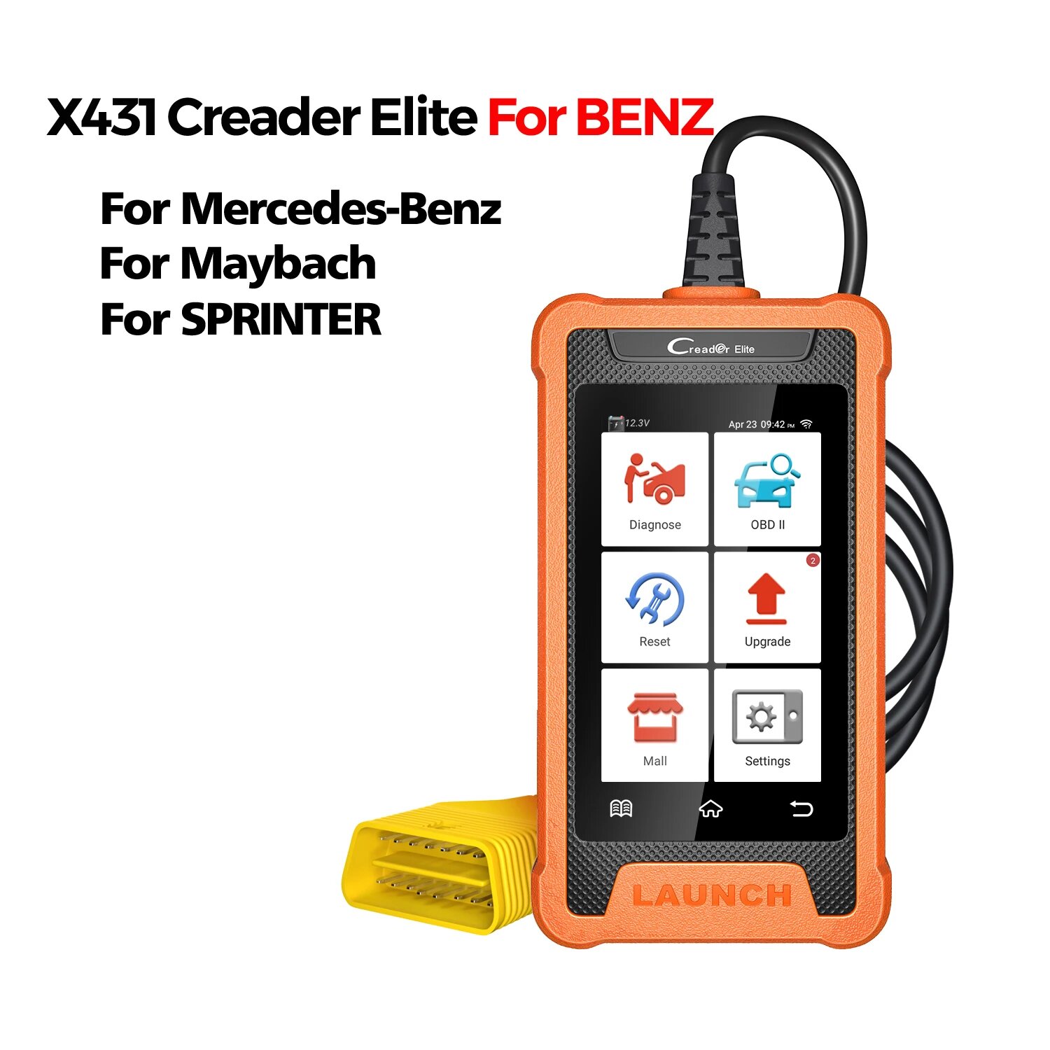 LAUNCH X431 Creader Elite для BENZ диагностические инструменты профессиональная полная система TPMS 31+ функция сброса онлайн-кодирование сканер OBD2 For BENZ