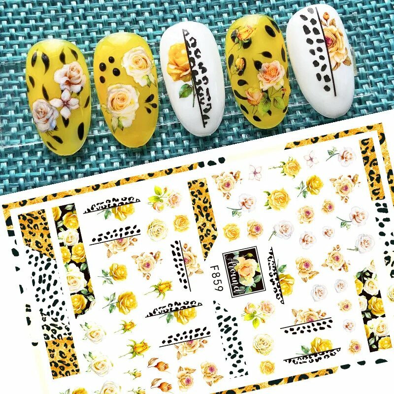 Персонализированные 3D наклейки для ногтей «сделай сам», розовая Сакура, цветные наклейки с цветами розы, Слайдеры для ногтевого дизайна, декоративные наклейки для ногтей