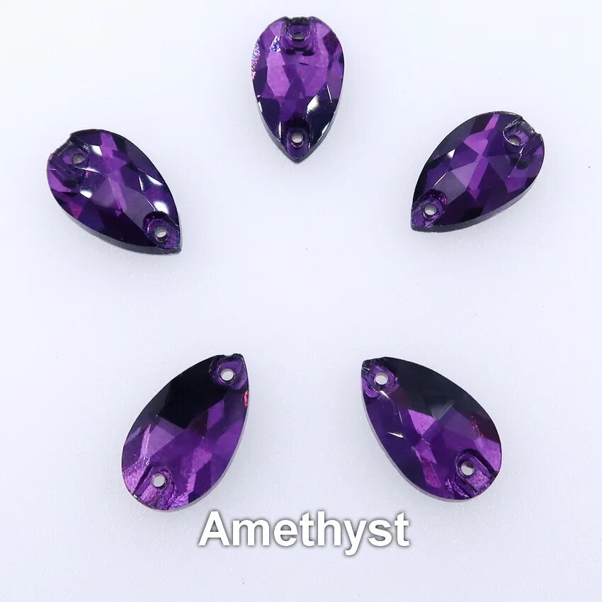 Кристаллы Amethyst капля 11x18mm, 20шт, фиолетовый