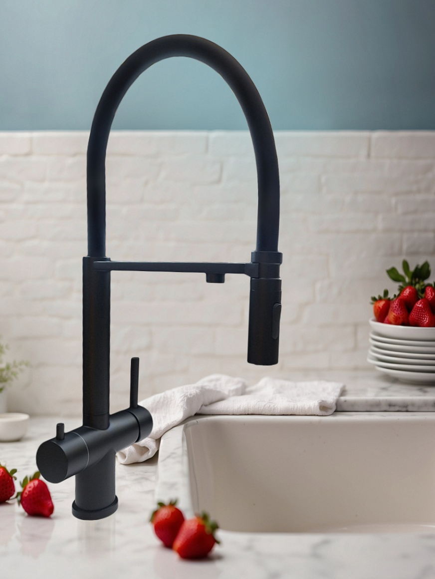 Смеситель для кухни с гибким изливом Altrobagno Flusso 050204 NeOp черный матовый