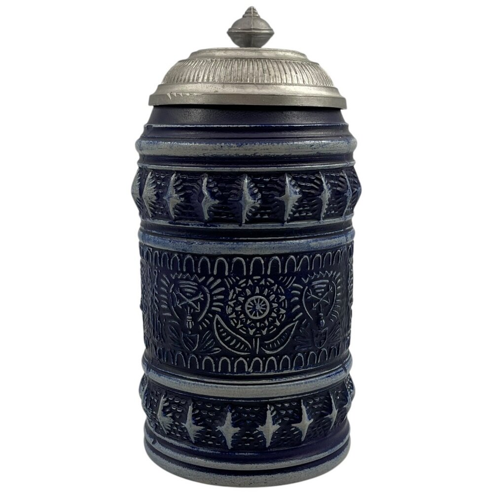 Пивная кружка "Орнамент" с крышкой, 0.5 л, керамика, 1940-1950 гг, Германия
