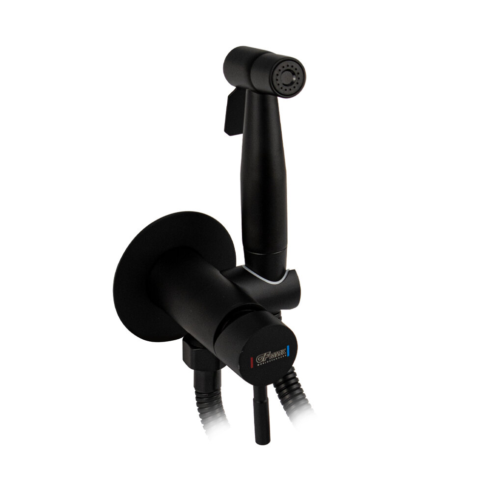 Смеситель с гигиенической лейкой GFmark 20722 черный встраеваемый круглый корпус