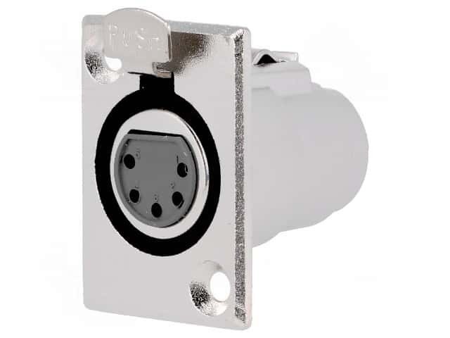 Гнездо NINIGI XLR-5G-C, Гнездо, XLR, "мама", PIN 5, пайка, диаметр монтажного отверстия 24мм