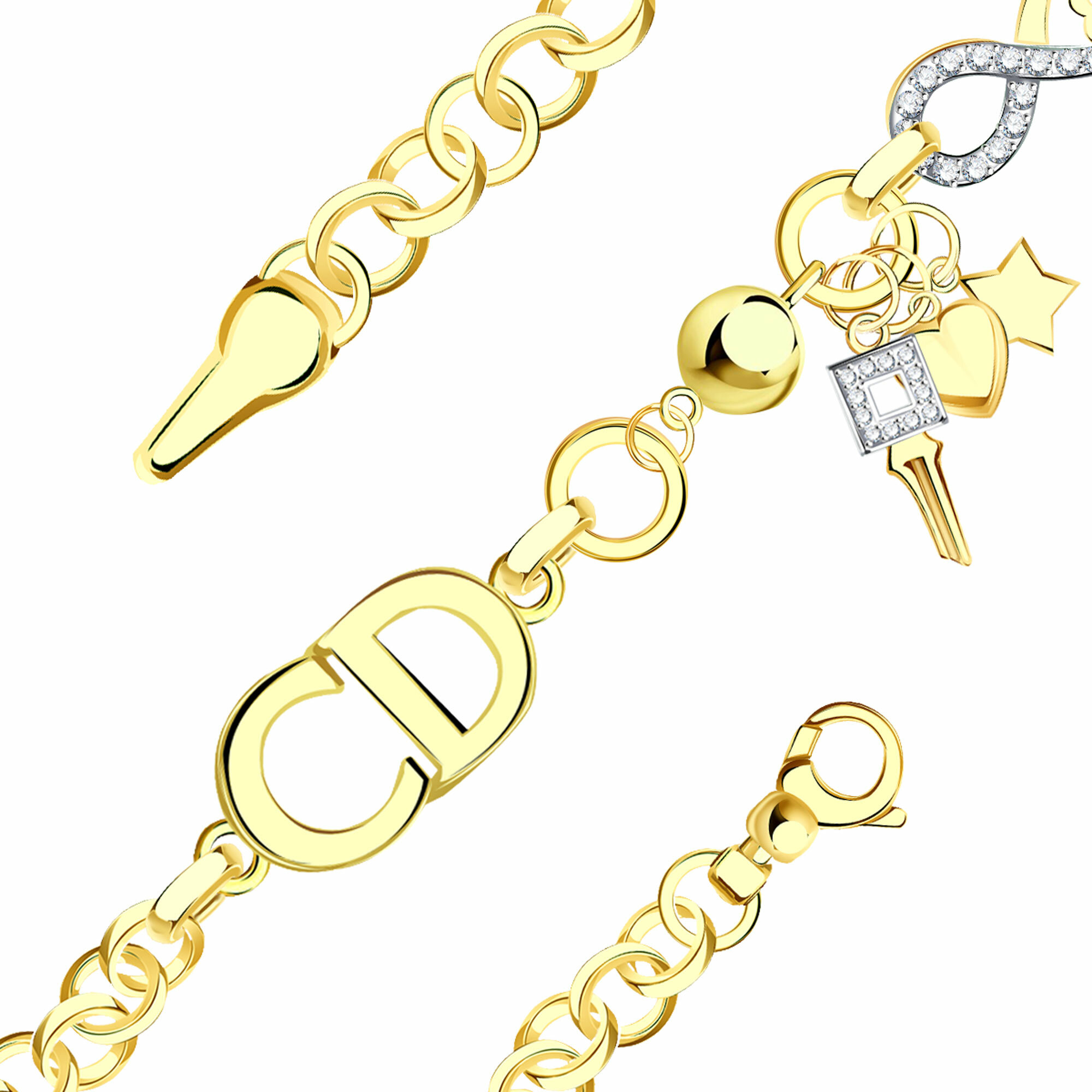 Браслет, серебро, 925 проба, серебрение, оникс, фианит