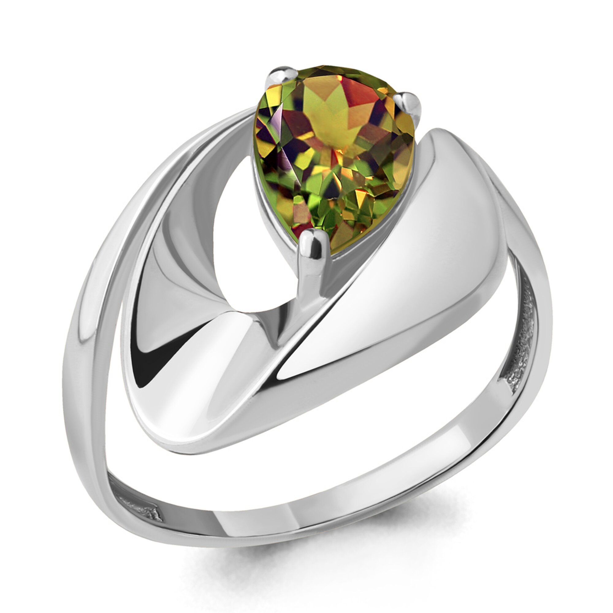 Кольцо, серебро, 925 проба, родирование, султанит