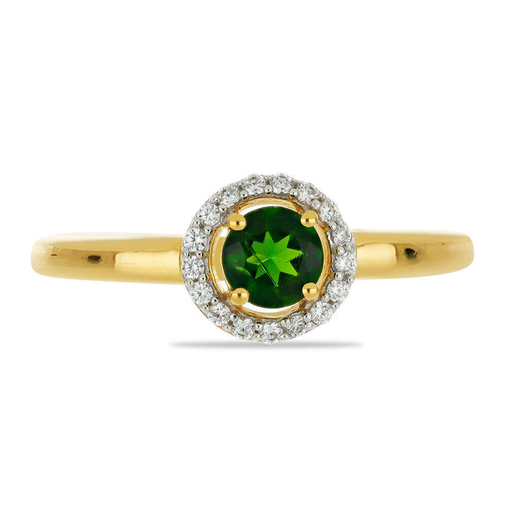 Кольцо тонкое, серебро, 925 проба, хромдиопсид, фианит