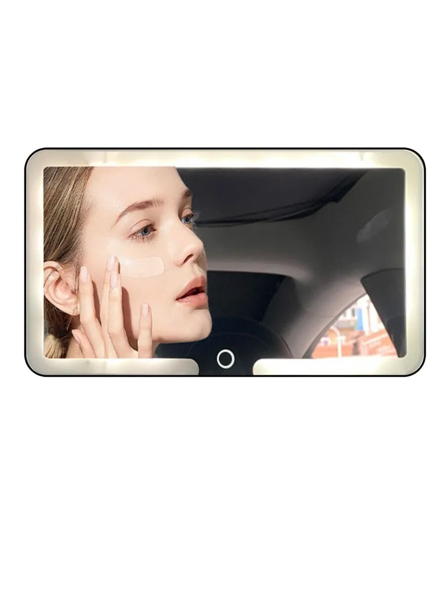 Зеркало автомобильное в салон на козырек с LED подсветкой