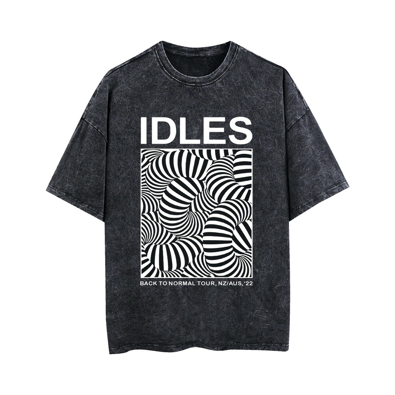 IDLES - Black To Normal Tour Футболка Черный ретро-костюм с коротким рукавом
