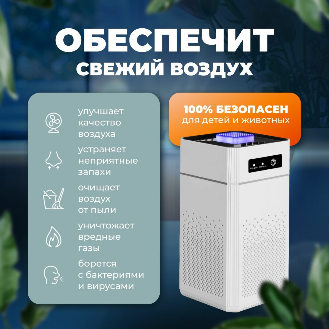 Озонатор-ионизатор , серый, до 80 м², потребляемая мощность 6 Вт