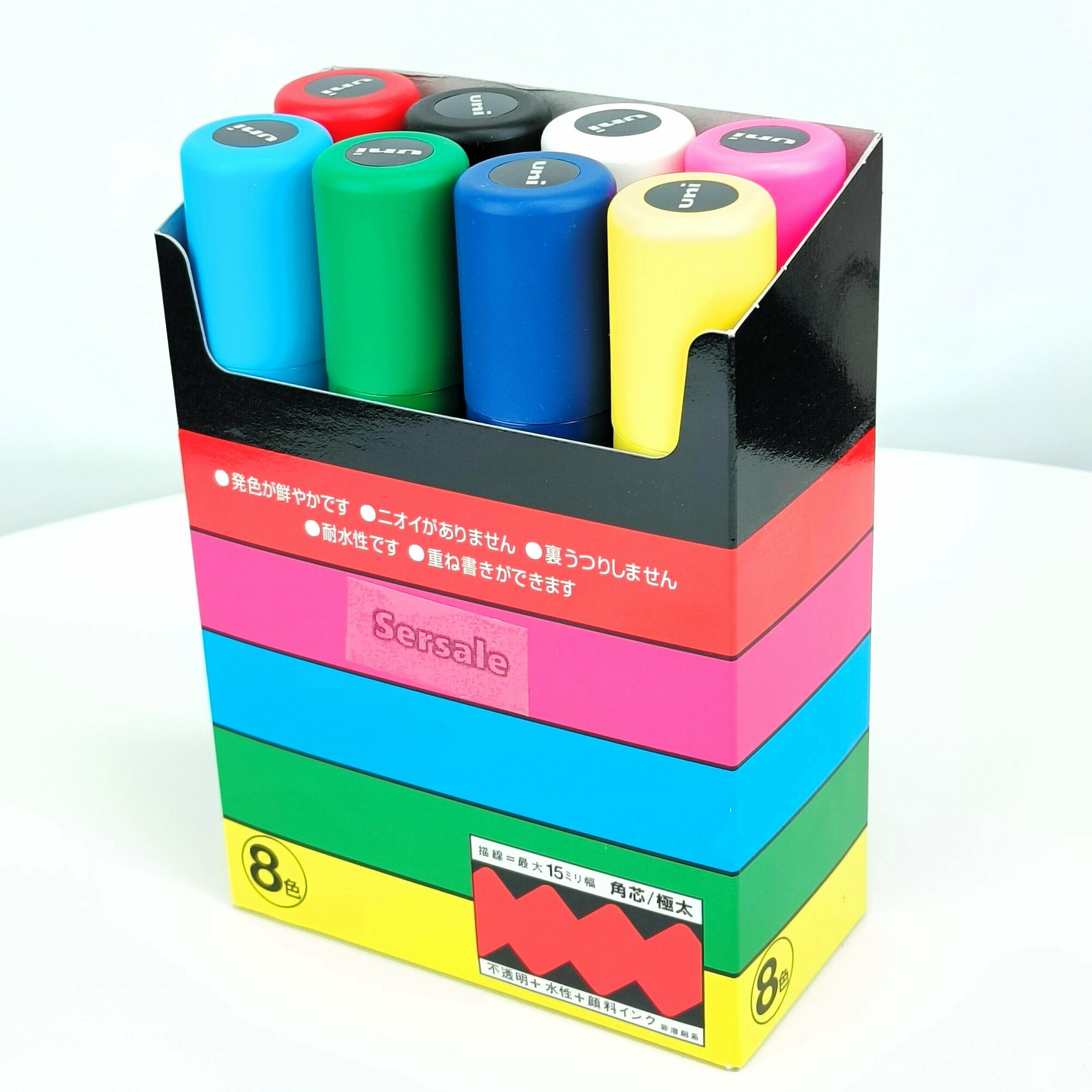 Маркеры UNI Posca PC-17K набор из 8 стандартных цветов толщина 15мм