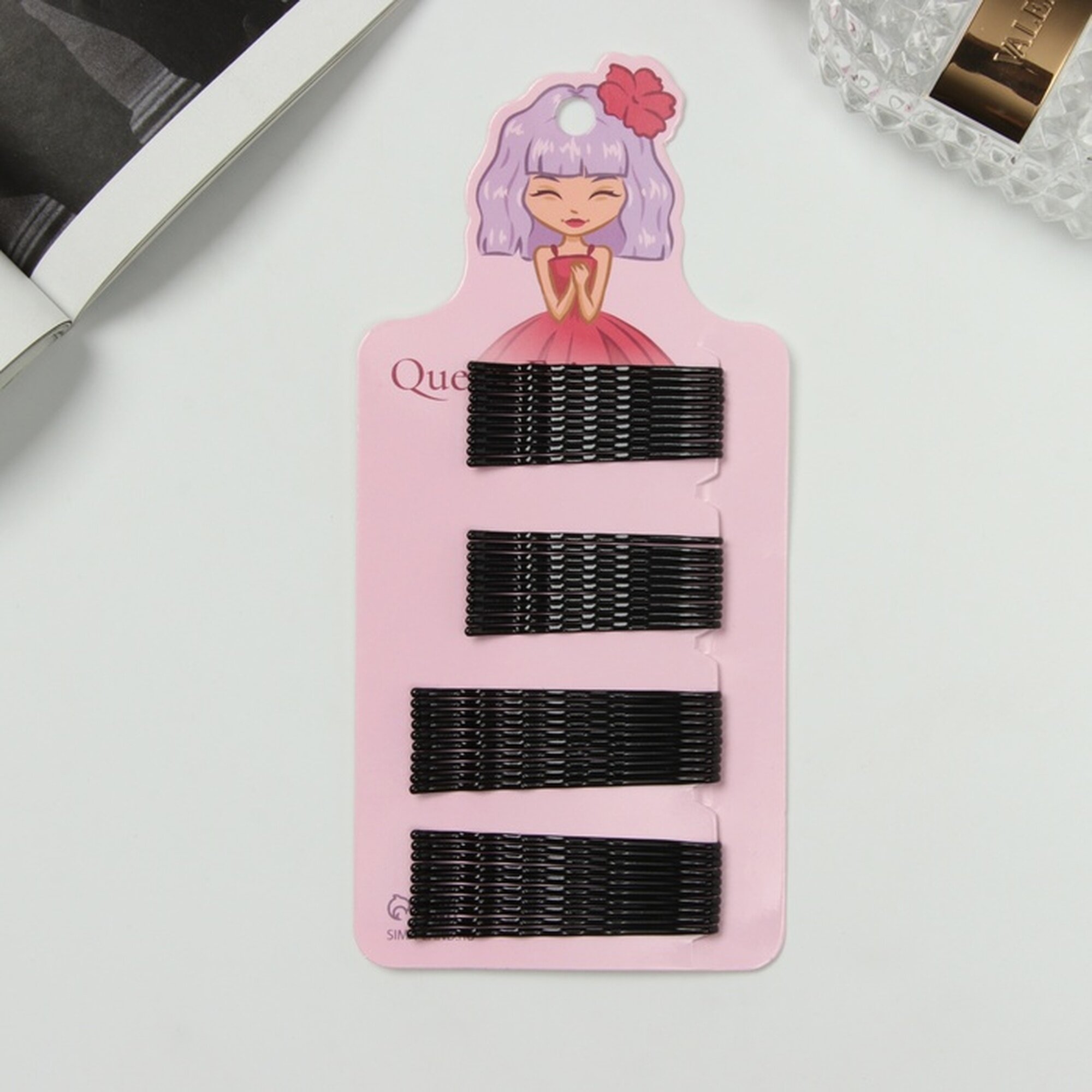 Невидимка для волос "Простой" (набор 40 шт - 4,5 см и 5,5 см) чёрный