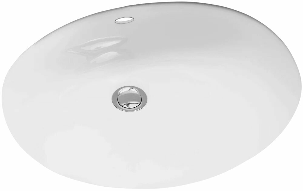 Раковина встраиваемая снизу Jacob Delafon Caxton E2211-0 55 без отверстия под смеситель, фаянсовая, раковина для ванной, белая, овальная, со встроенным сливом-переливом