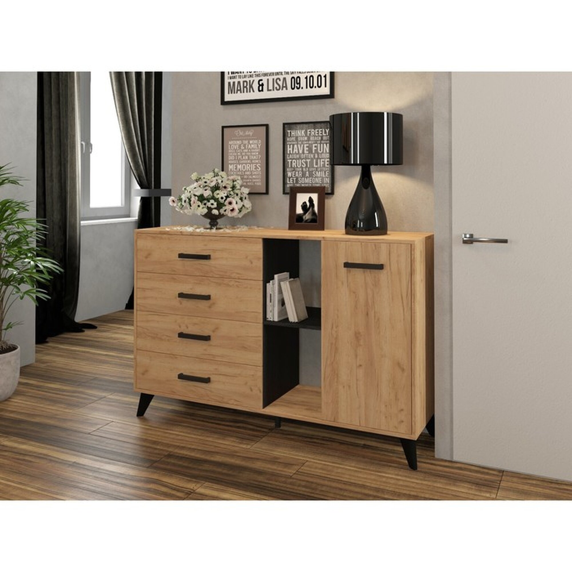 Комод Сима-ленд "Светлана", 1375x400x905 мм, дуб золотой/венге