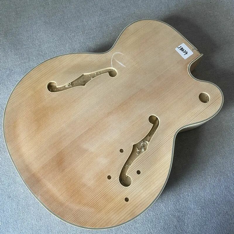 JB024 EPI Jazz электрогитара с катэвэем, полым корпусом, двойными F-образными резонаторными отверстиями, необработанная верхняя дека из ели и кленом
