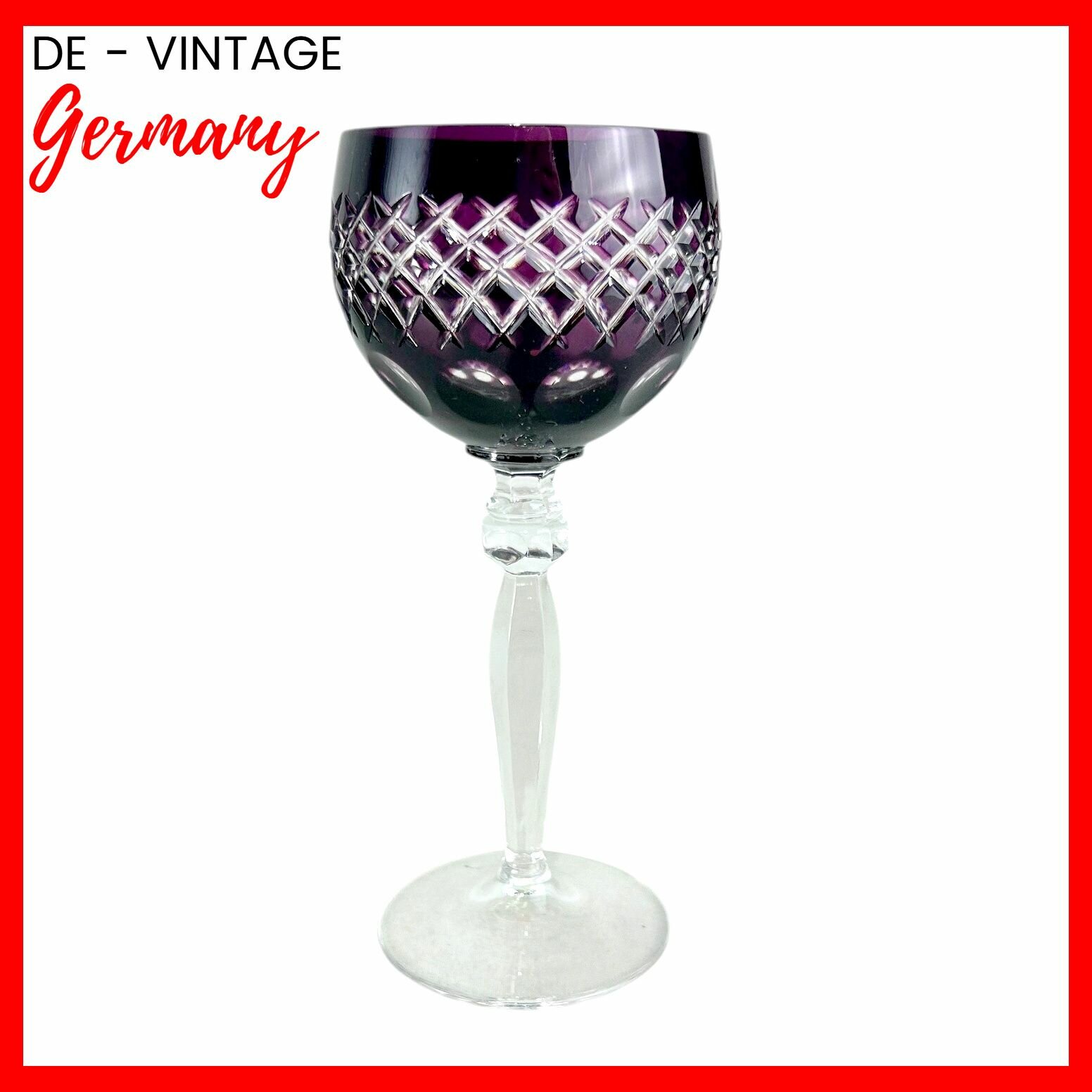 Бокал винтажный цветной хрусталь, бордовый. Германия