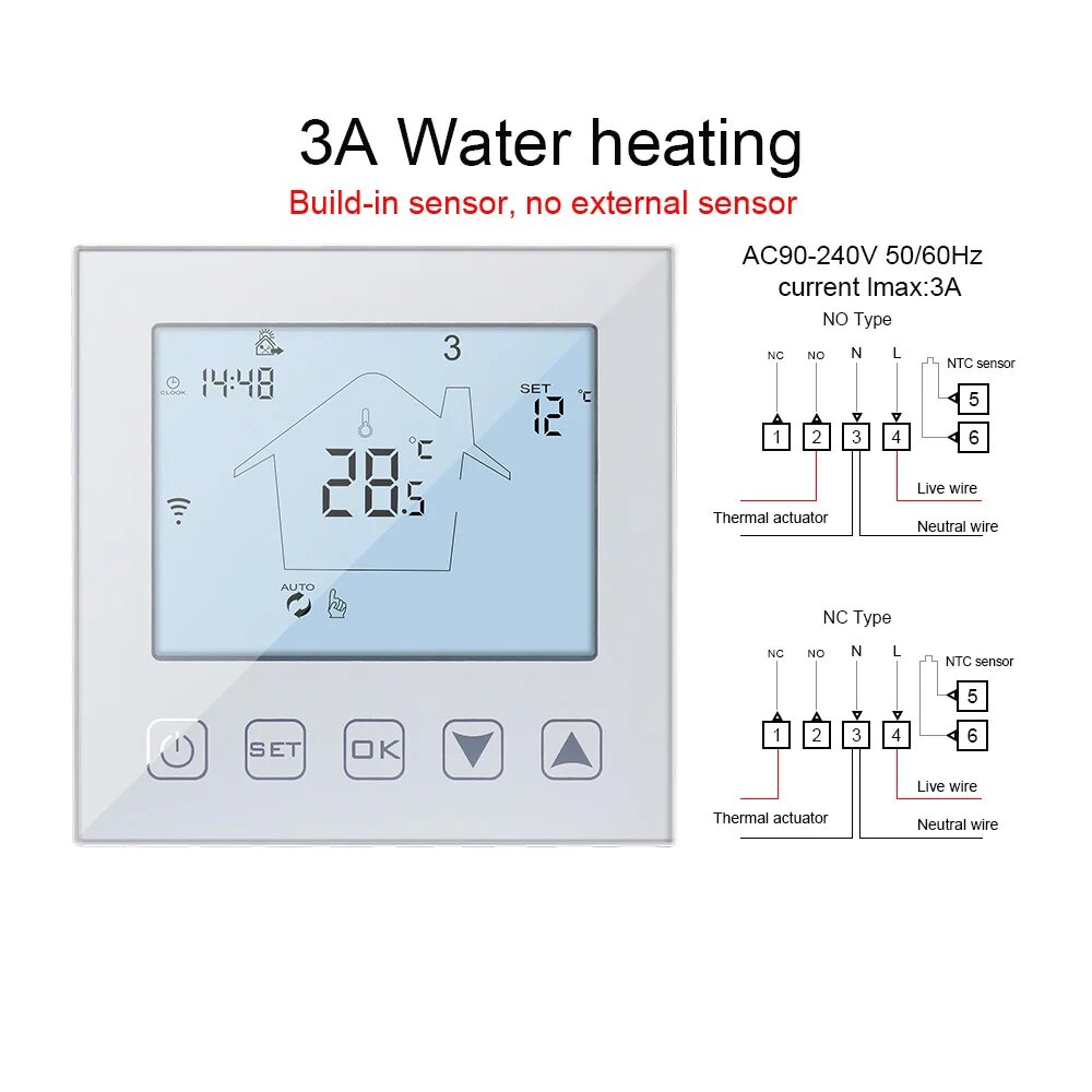 KETOTEK Wi-Fi термостат для теплого пола 16A 3A 3A Water heating