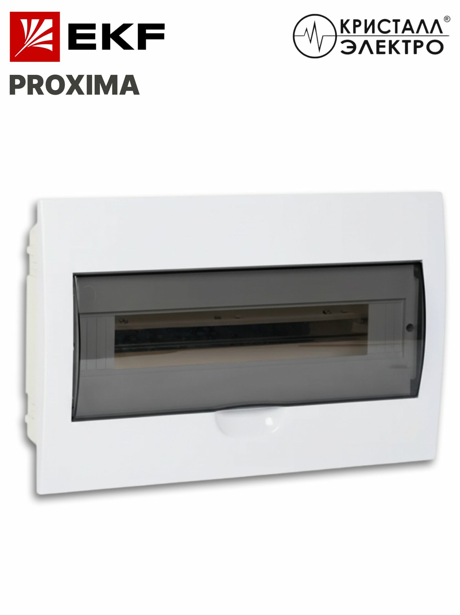 Щиток для автоматов 18мод встраиваемый белый черная прозрачная дверь IP41 ЩРВ-П EKF PROXIMA