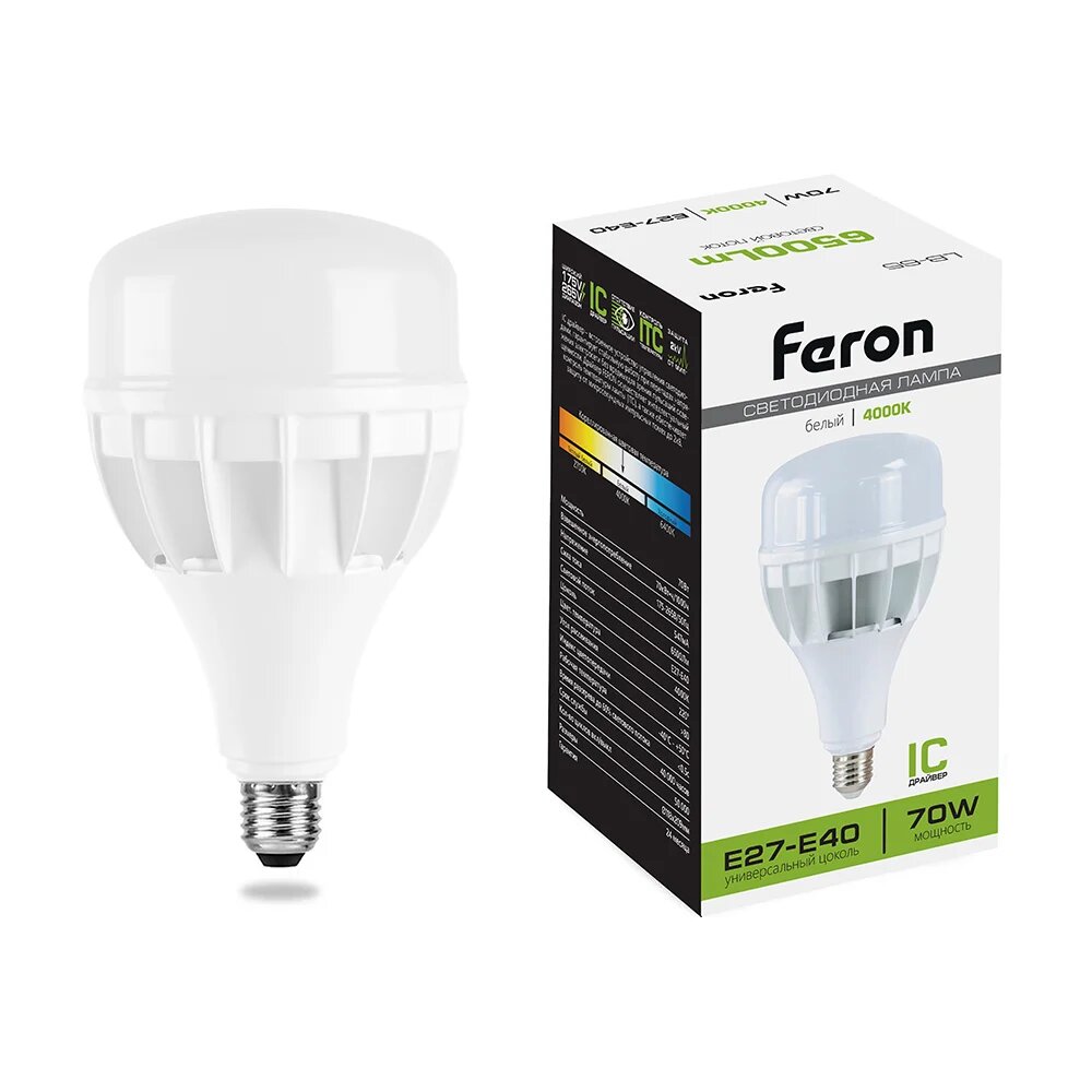 FERON Лампа светодиодная, 70W 230V E40 4000K, LB-65 25822