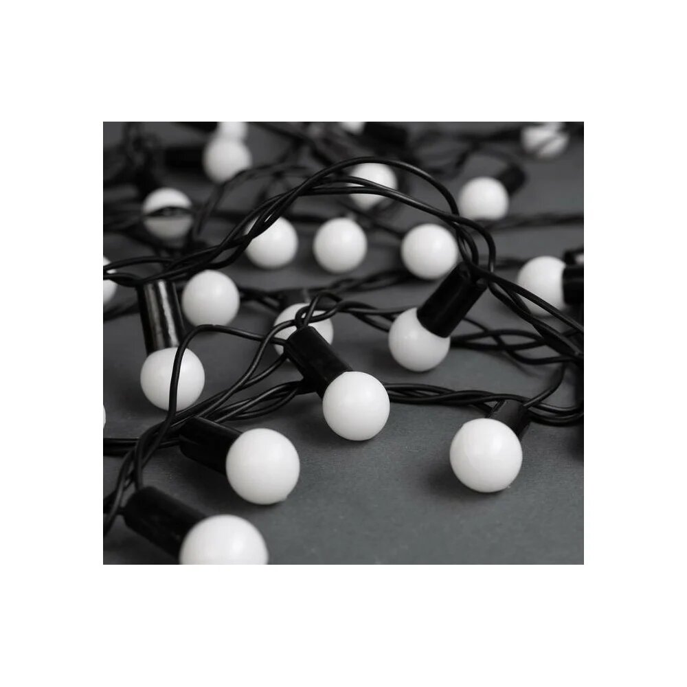 Гирлянда-нить Luazon DCR, IP44, шарики d 1.5 см, 10 м, Н. Т. LED-100-220V, 8 режимов, белый — фото 1