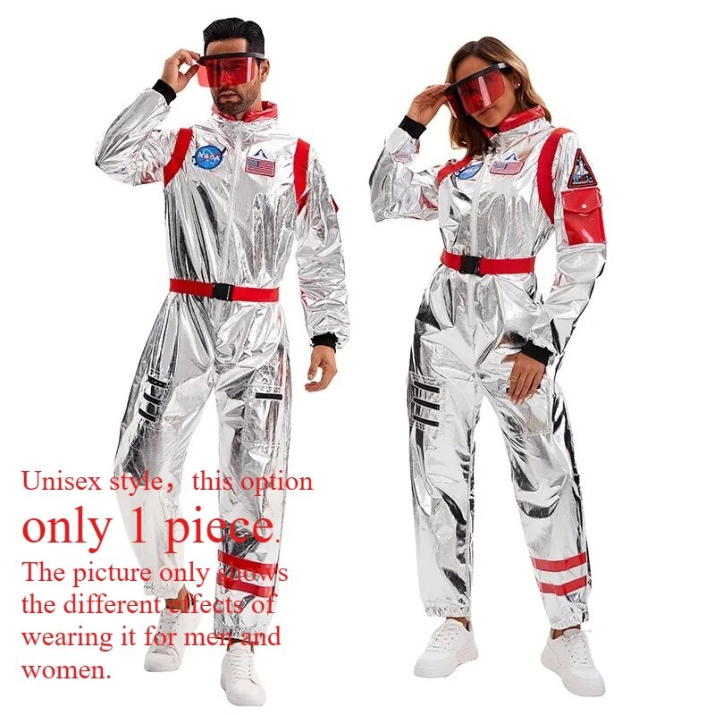 Костюм космонавта, серебристый, полиэстер, спандекс, взрослые М, Red Glasses