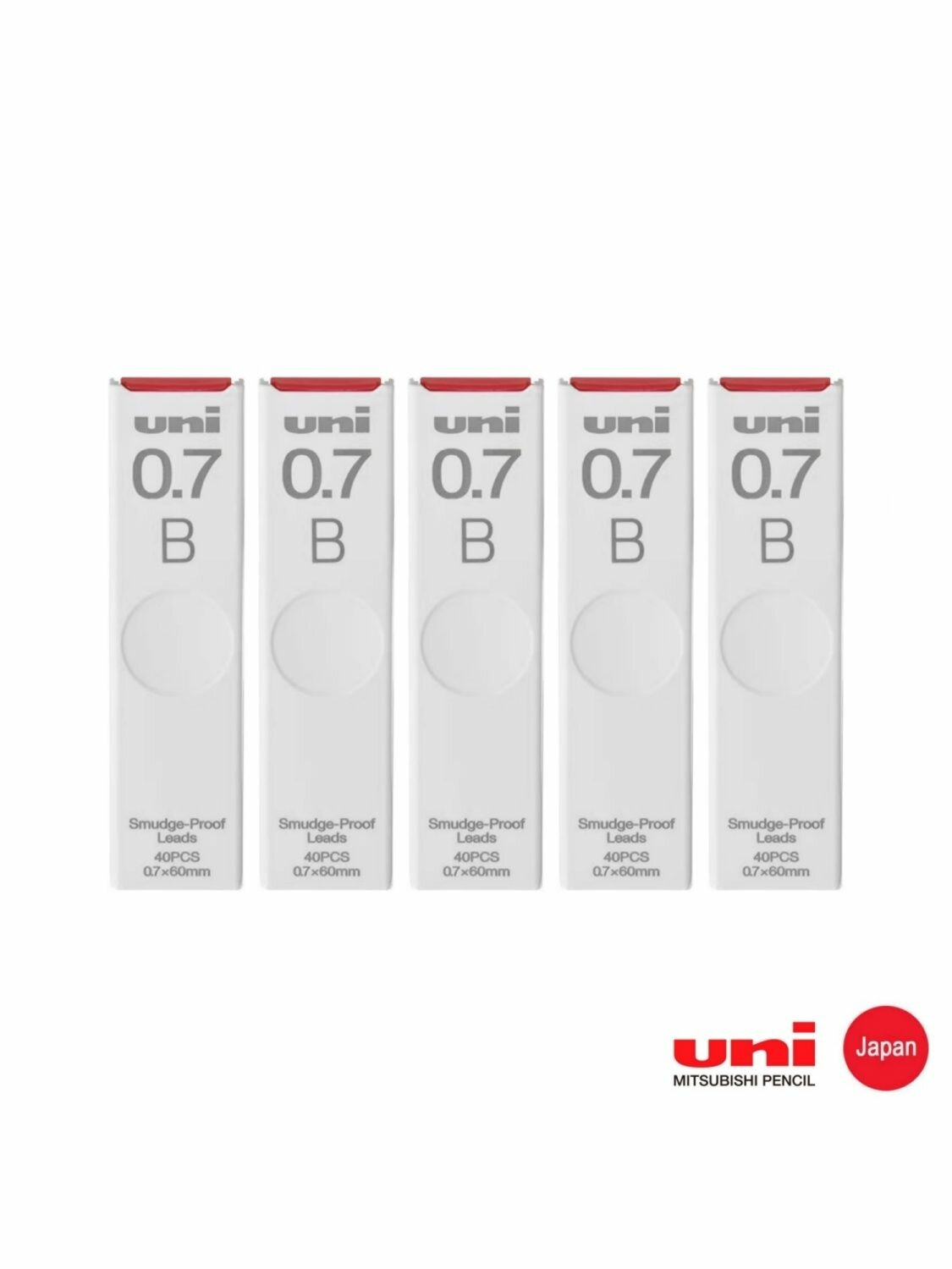 Uni Mitsubishi Pencil Грифель для карандаша 0.7 мм, твердость: B (Мягкий), 5 шт.
