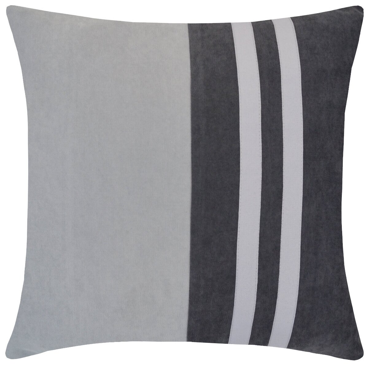 Наволочка - чехол для декоративной подушки на молнии T&I Графит Велюр - канвас 40 х 40 см, темно-серый