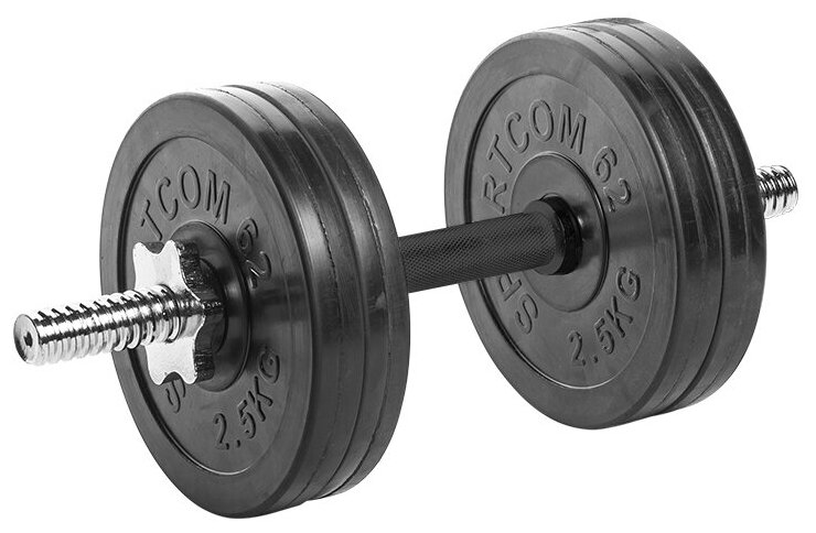 Гантель разборная обрезиненная 12 кг Спортком62 -d26, Комплектация №1 с обрезиненной ручкой