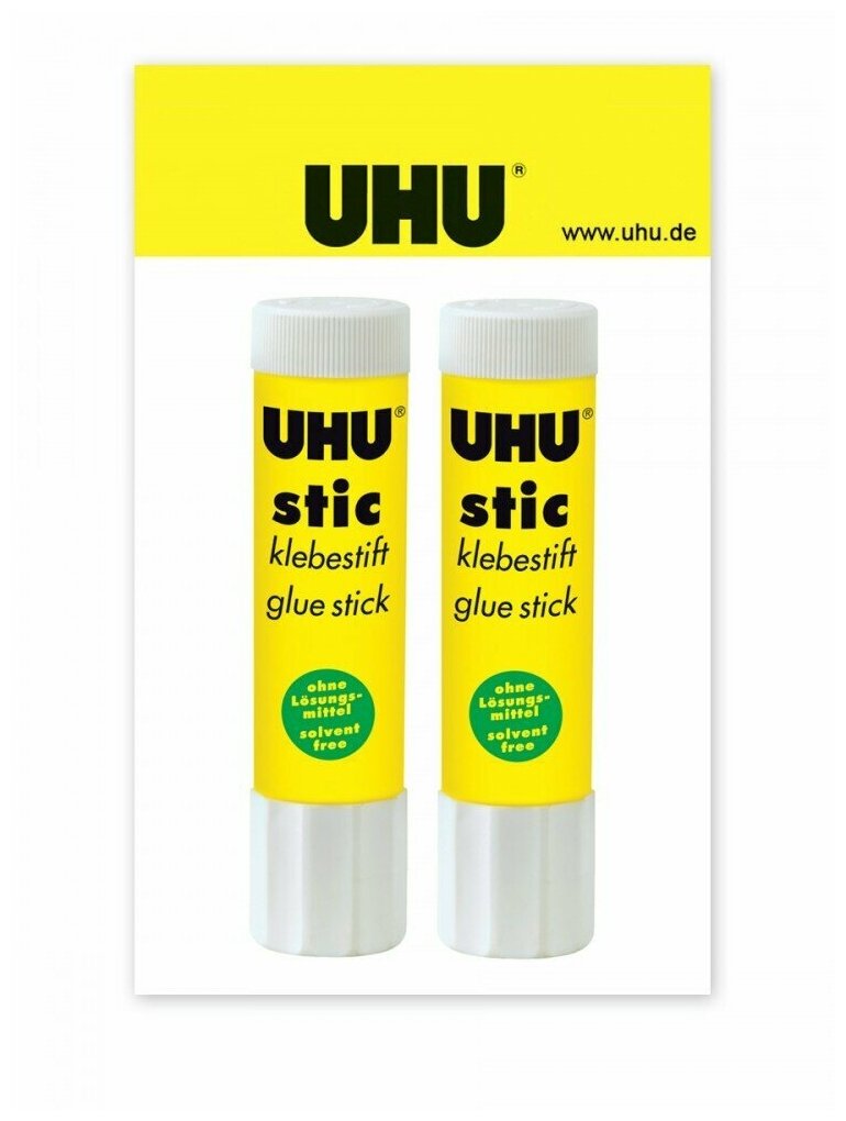 Клей-карандаш 21г UHU STIC, белый (2шт)